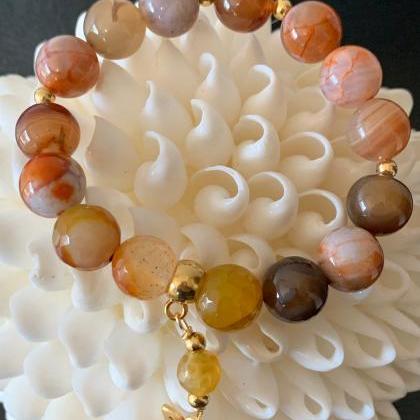 Handmade Natural Stone Angel Bracelet 24k Gold Plated on Luulla