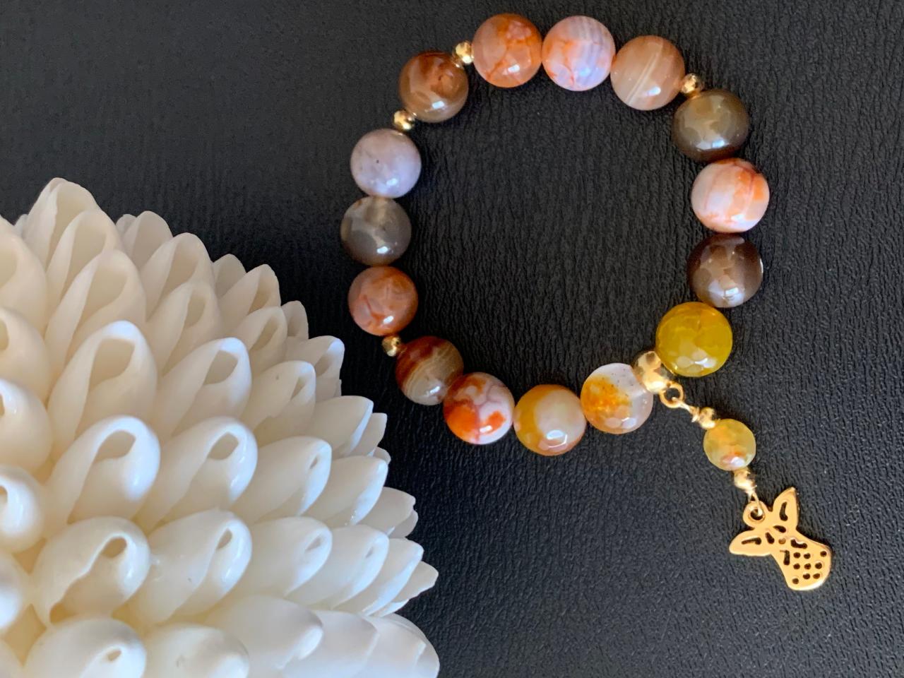 Handmade Natural Stone Angel Bracelet 24k Gold Plated on Luulla